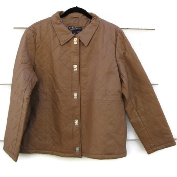 Dialogue | Jackets & Coats | Dialogue Leather Jacket Diamond Stitch ...
